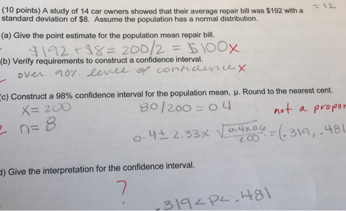 Solved (10 points) A study of 14 car owners showed that | Chegg.com