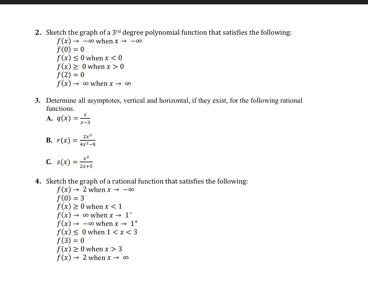 Solved Sketch the graph of a 3rd ﻿degree polynomial | Chegg.com