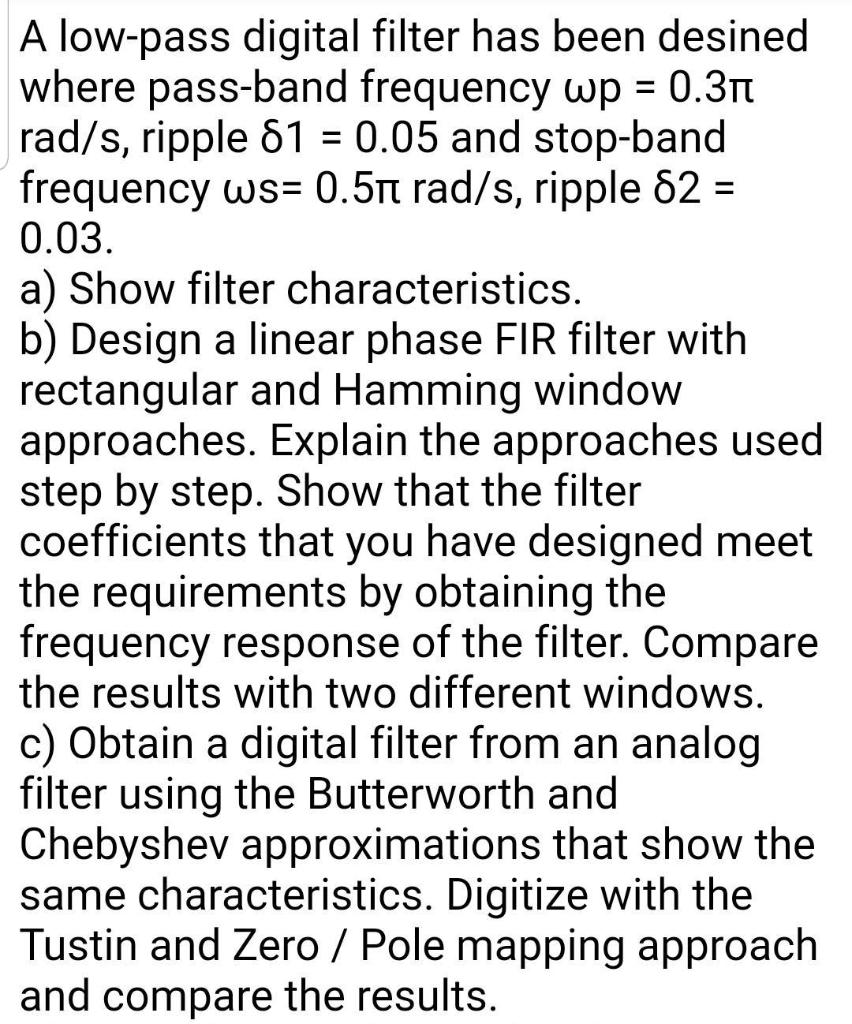 Solved A low-pass digital filter has been desined where | Chegg.com