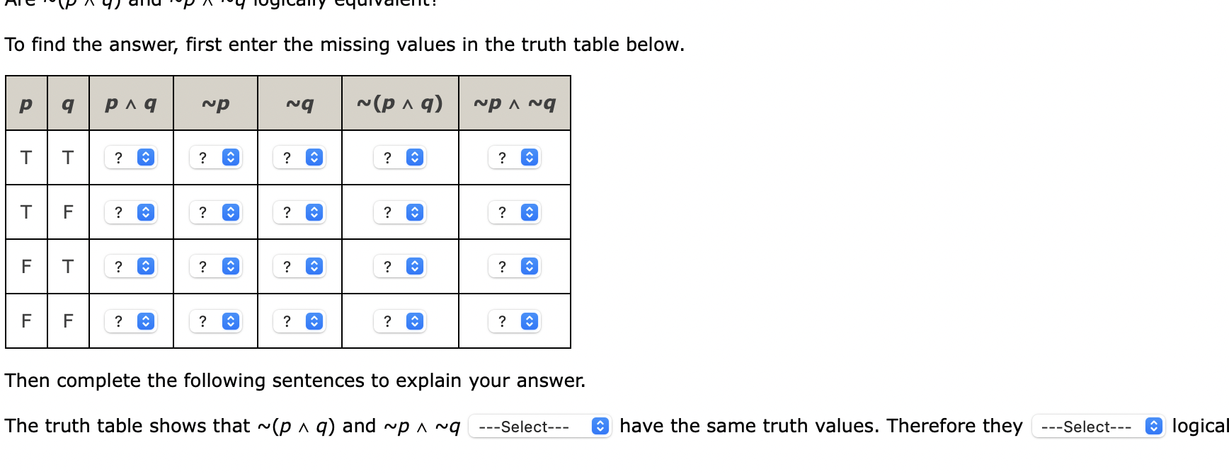 Solved To find the answer, first enter the missing values in | Chegg.com