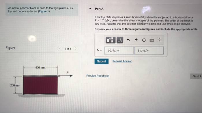 Solved An acetal polymer block is fixed to the rigid plates | Chegg.com
