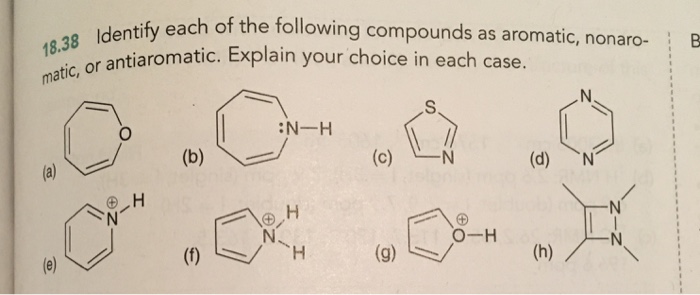 Solved Identify each of the following compounds as aromatic, | Chegg.com
