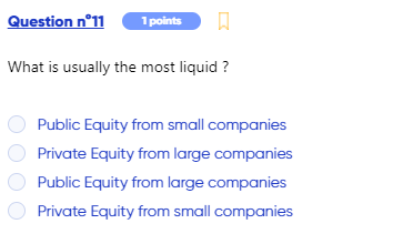 What is usually the most liquid? Public Equity from | Chegg.com