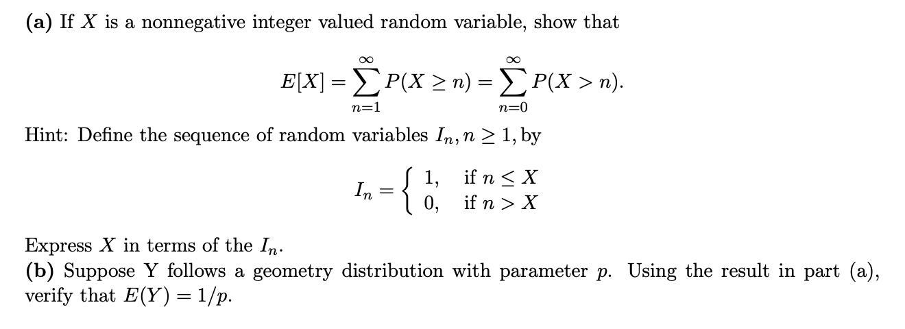 Solved A If X Is A Nonnegative Integer Valued Random 