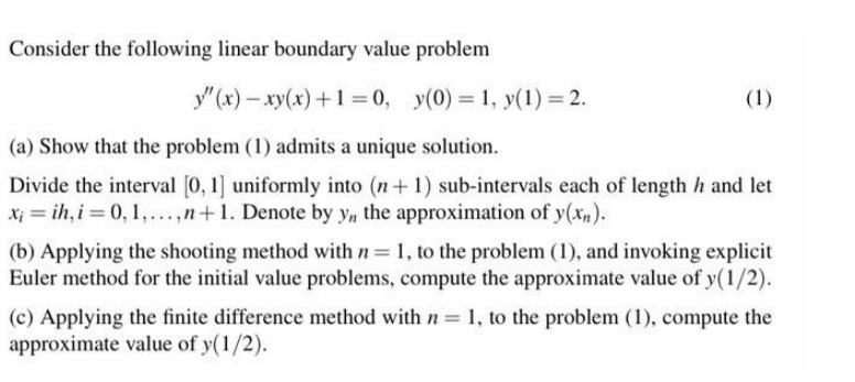 Consider the following linear boundary value problem | Chegg.com