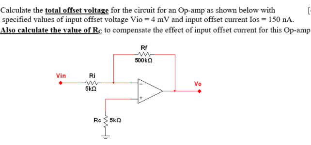Solved Calculate the total offset voltage for the circuit | Chegg.com