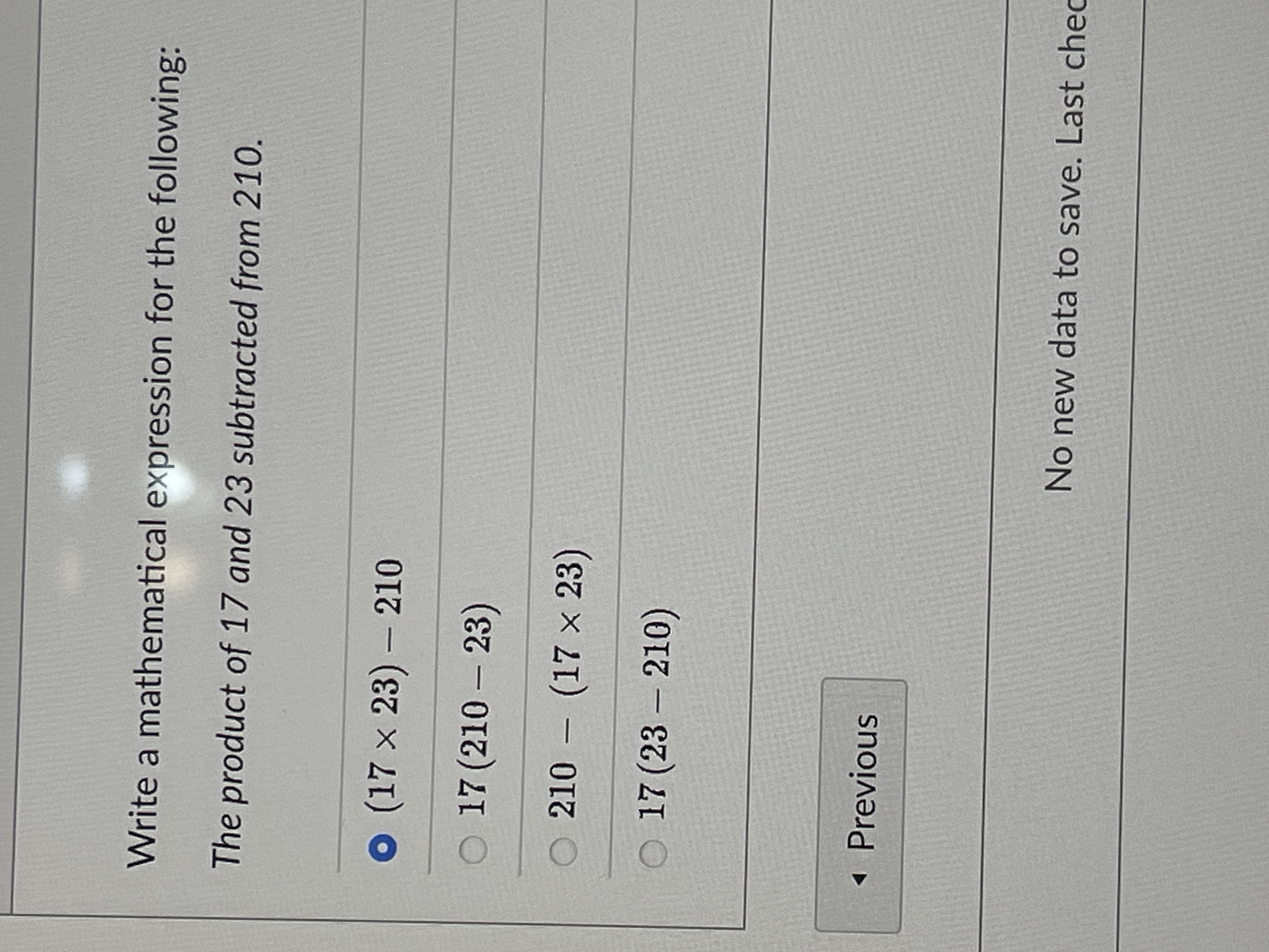 Solved Write a mathematical expression for the following: | Chegg.com
