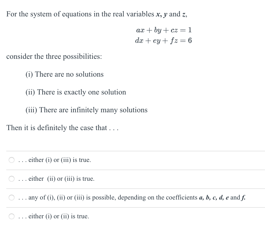 Solved For the system of equations in the real variables x,y | Chegg.com
