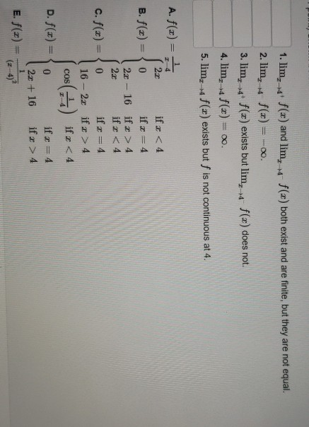 Solved 1. lim f(x) and lim, 4 f(z) both exist and are | Chegg.com