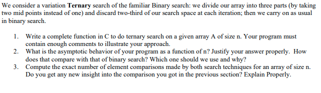 Solved We consider a variation Ternary search of the | Chegg.com