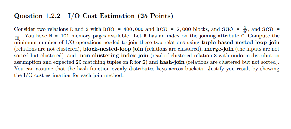 Part 1.1 Result Size Estimations (Total: 25 Points) | Chegg.com
