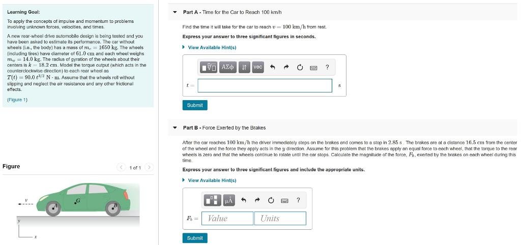 Solved Learning Goal: Part A Time for the Car to Reach 100 | Chegg.com