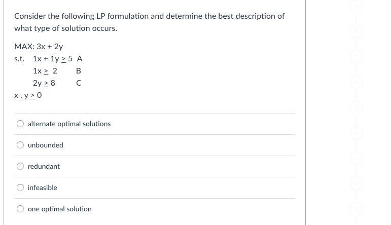 Solved Consider the following LP formulation and determine | Chegg.com