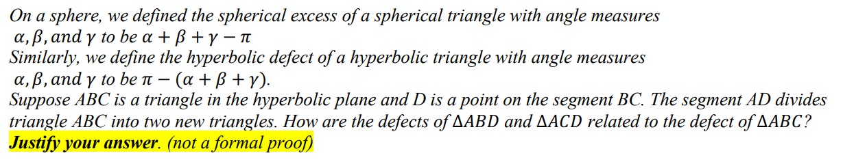 Solved On a sphere, we defined the spherical excess of a | Chegg.com