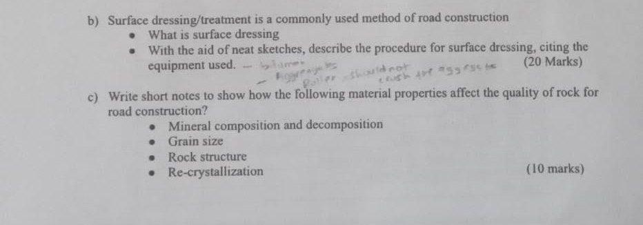 Solved b) Surface dressing/treatment is a commonly used | Chegg.com