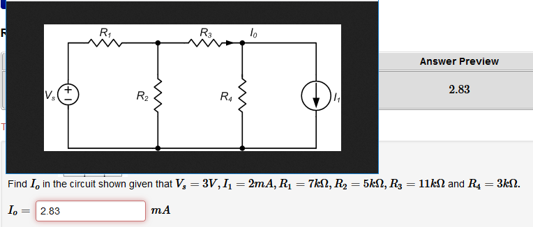 Solved Find Io in the circuit shown given | Chegg.com