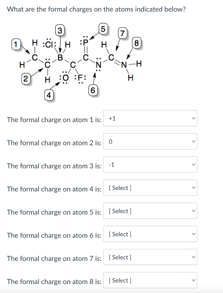 Solved What are the formal charges on the atoms indicated | Chegg.com