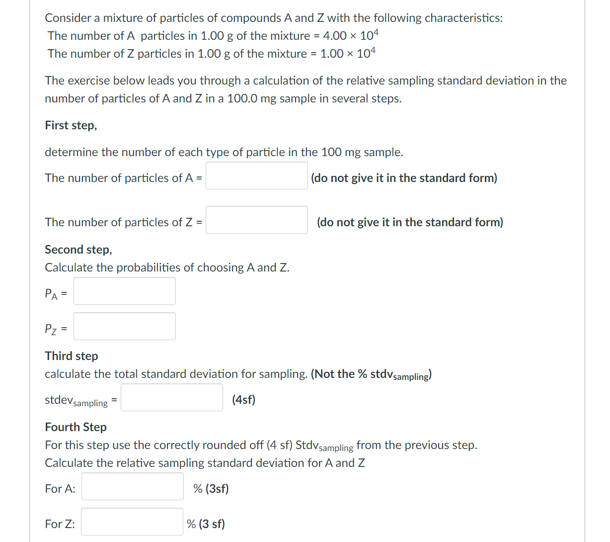 Solved Consider a mixture of particles of compounds A and Z | Chegg.com