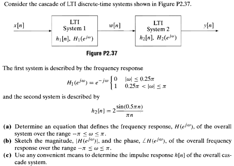 Solved Consider The Cascade Of Lti Discrete Time Systems