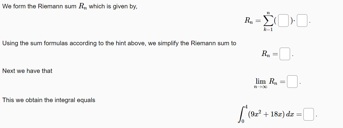 Solved Evaluate following integral using the Riemann sum | Chegg.com