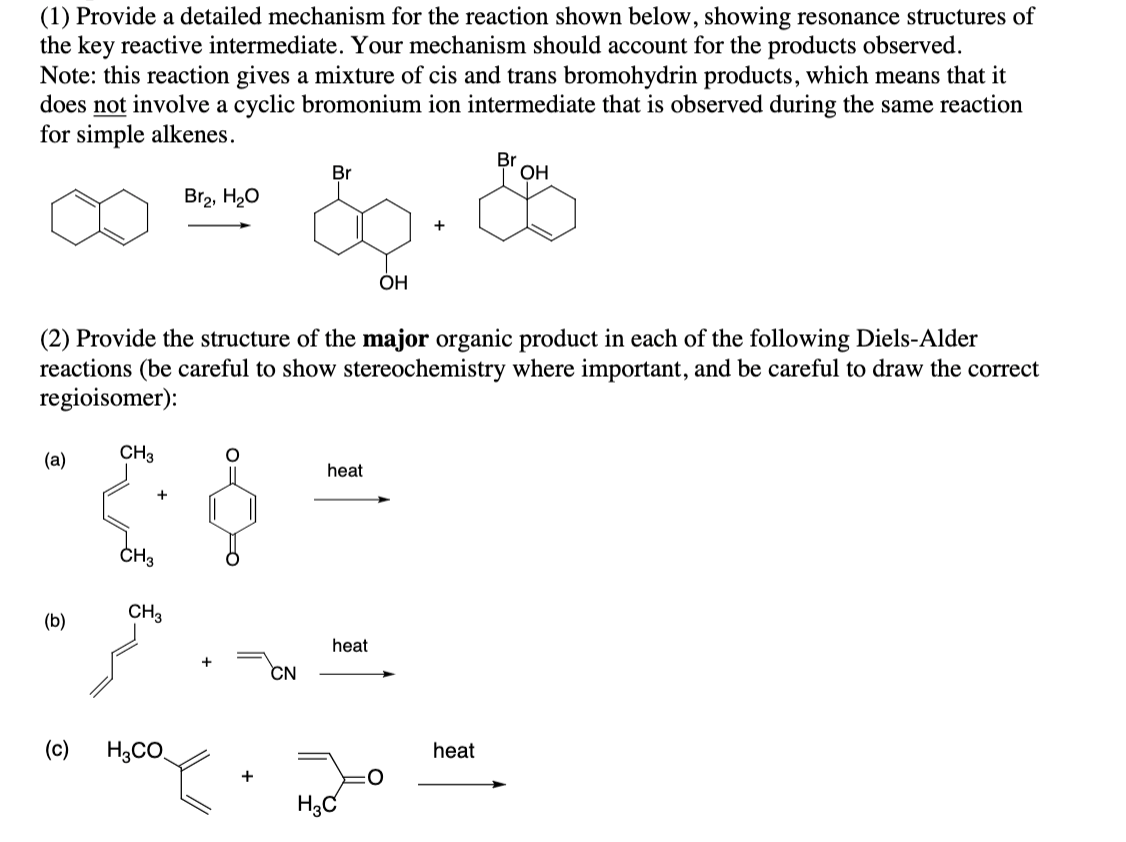 Solved (1) Provide a detailed mechanism for the reaction | Chegg.com