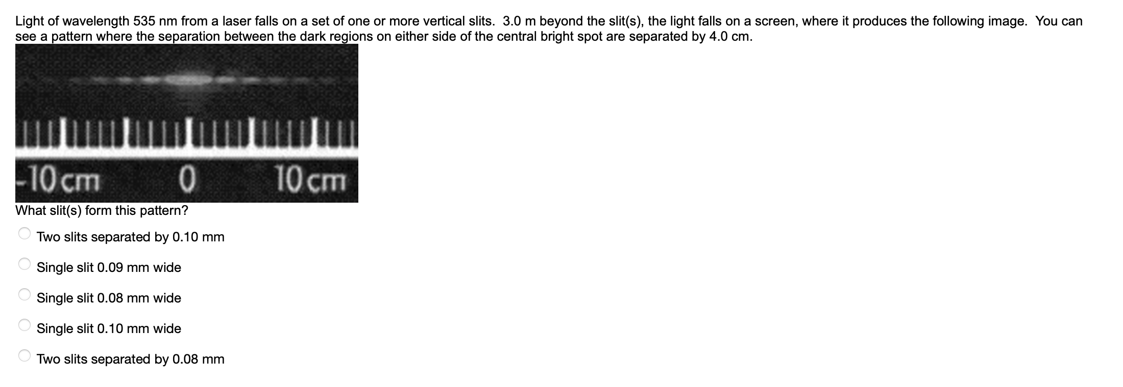 Solved Light of wavelength 535 nm from a laser falls on a | Chegg.com