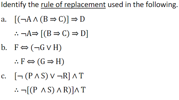 Solved Identify the rule of replacement used in the | Chegg.com