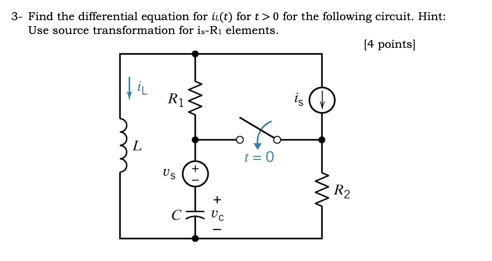 Solved 3- Find the differential equation for iL(t) for t>0 | Chegg.com