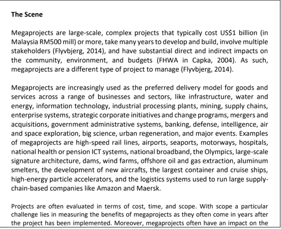 Solved The Scene Megaprojects are large-scale, complex | Chegg.com
