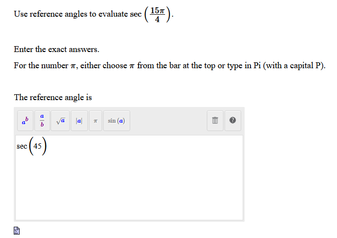 Solved Use reference angles to evaluate sec ( 1574 151). | Chegg.com