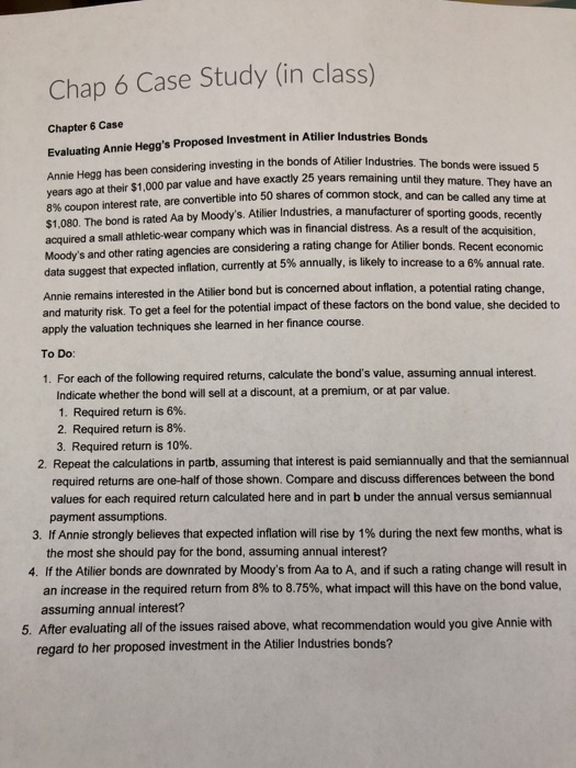 Solved Chap 6 Case Study (in class) Chapter 6 Case | Chegg.com