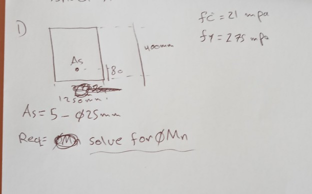 Solved fc=21 mapa fy=275 mpa As=5-Ø25mm Rece o solue for 0 | Chegg.com