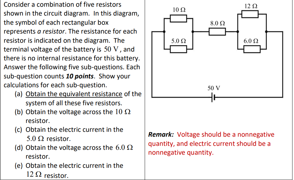 Solved Consider a combination of five resistors shown in the | Chegg.com