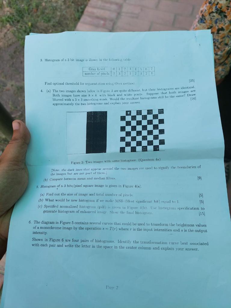Solved 3. Histogram of a 3 bit image is thown in the | Chegg.com