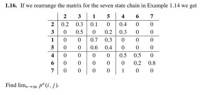 If we rearrange the matrix for the seven state chain | Chegg.com