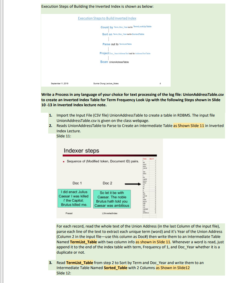 Solved Inverted Index Construction Slide 10: sllae 11ide 13 | Chegg.com
