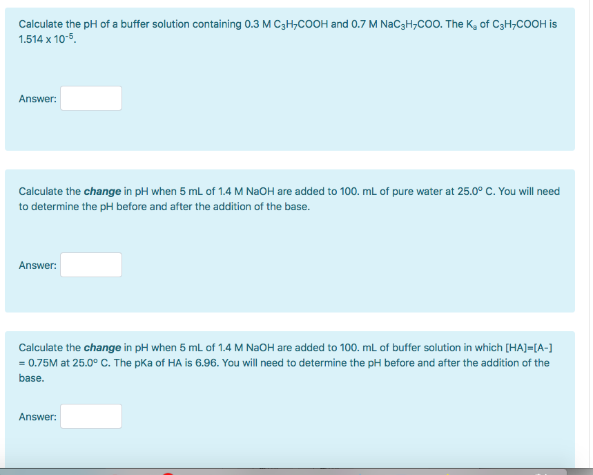 Solved Calculate the pH of a buffer solution containing 0.3 | Chegg.com