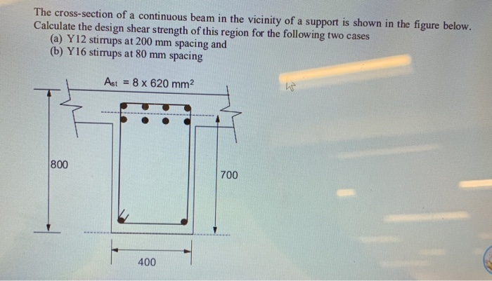 Solved The cross-section of a continuous beam in the | Chegg.com