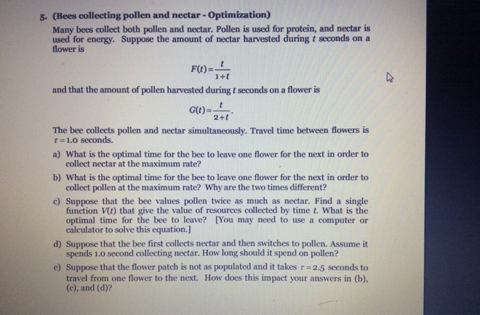 Solved Many bees collect both pollen and nectar. Pollen is | Chegg.com