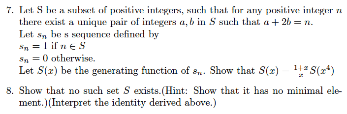 Solved 7. Let S be a subset of positive integers, such that | Chegg.com