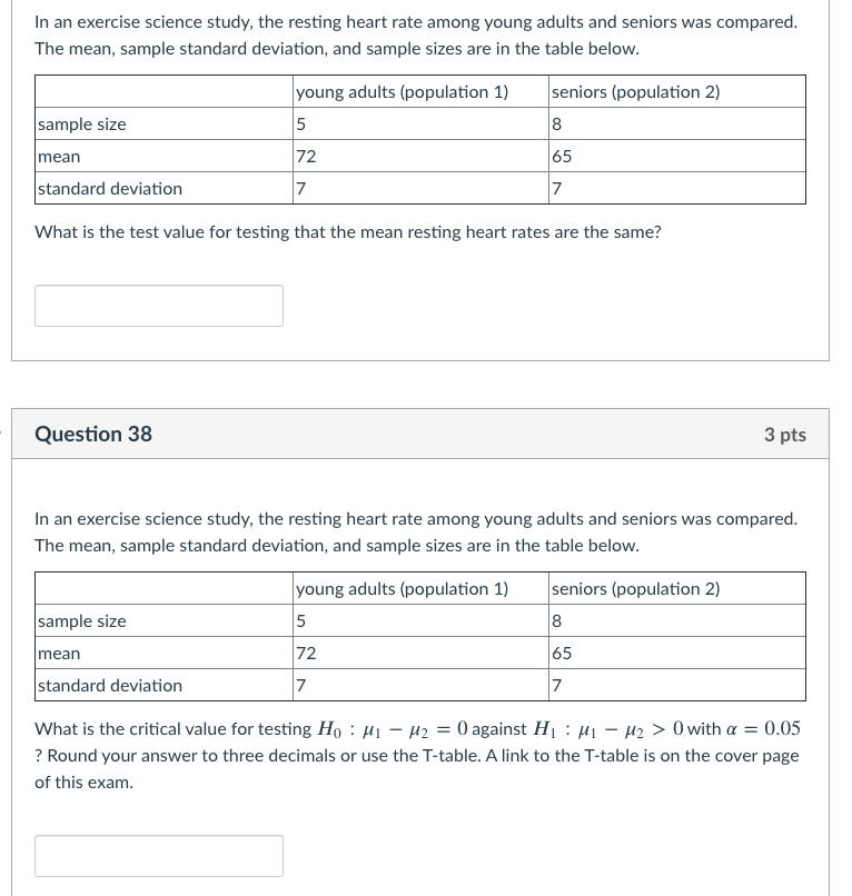 Solved In an exercise science study, the resting heart rate | Chegg.com