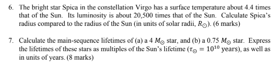 Solved 6. The bright star Spica in the constellation Virgo | Chegg.com