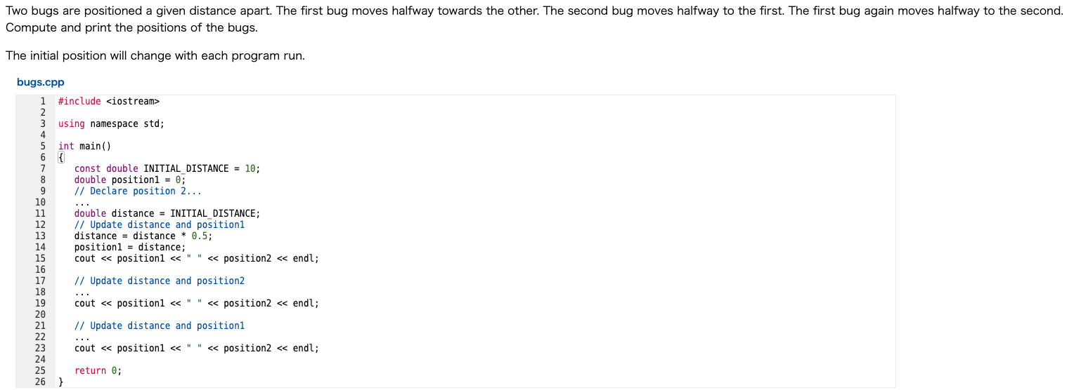 Solved Two bugs are positioned a given distance apart. The | Chegg.com