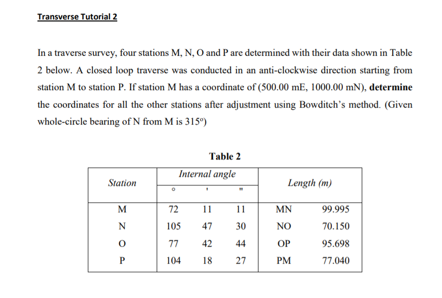 Solved Transverse tutorial 1 Four stations A, B, C and D | Chegg.com