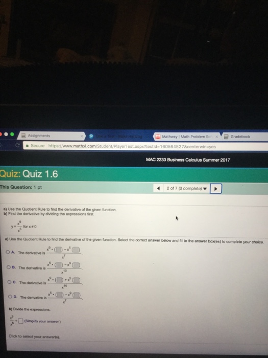 Solved Gradebook Mathway Math Secure | Chegg.com