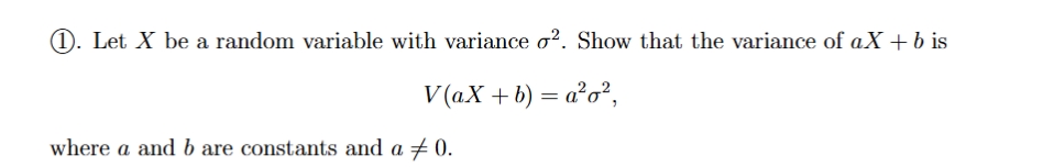 Solved (1). ﻿Let x be ﻿a random variable with variance σ2. | Chegg.com