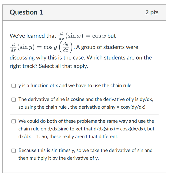Question 1We've learned that ddx(sinx)=cosx | Chegg.com