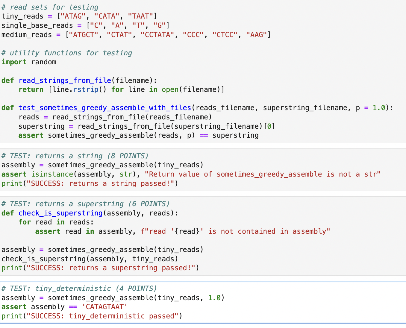Solved Write a function, sometimes_greedy_assemble, that | Chegg.com