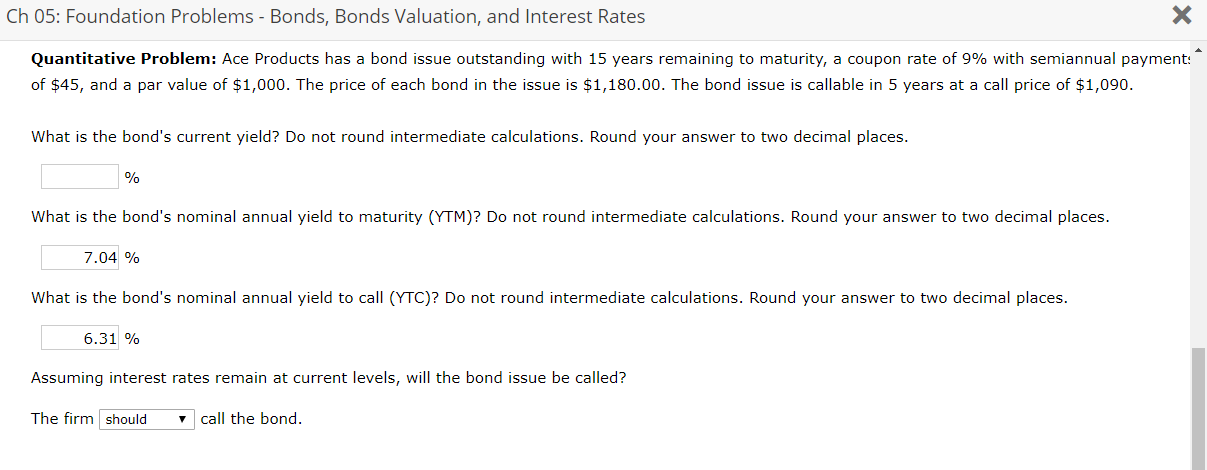 Solved Ch 05: Foundation Problems - Bonds, Bonds Valuation, | Chegg.com