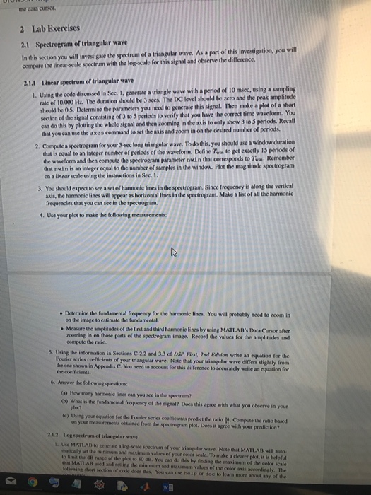 nd Gaia cursor 2 Lab Exercises 2.1 Spectrogram of | Chegg.com